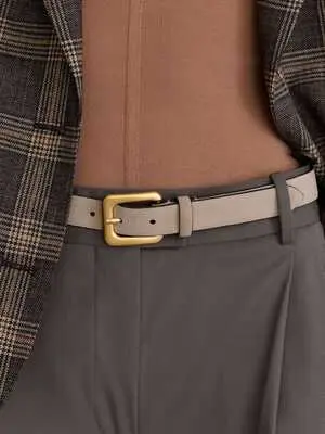 REISS Beatrice Suede Square-buckle Belt - Grey