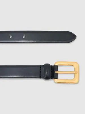 REISS Beatrice Leather Square-buckle Belt - Navy