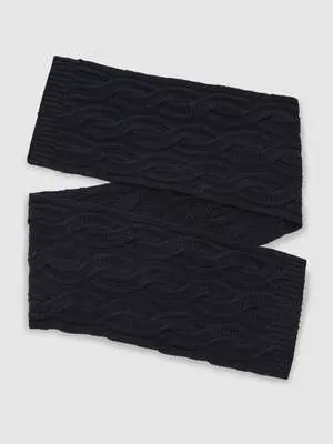 REISS Polar Cable-knit Scarf With Wool Navy