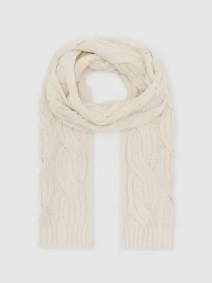 REISS Polar Cable-knit Scarf With Wool - White
