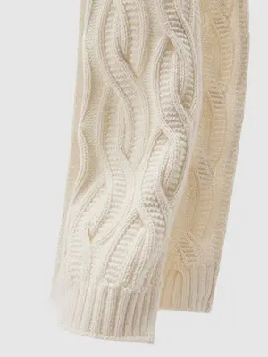 REISS Polar Cable-knit Scarf With Wool - White