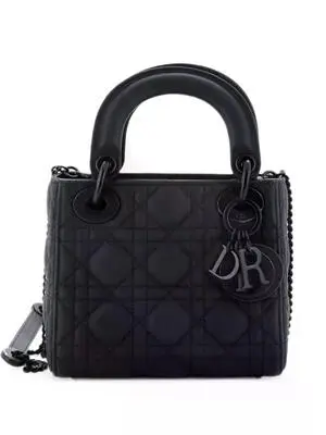Dior Ultra Matte Lady Chain Bag Cannage Quilt Calfskin Mini Shoulder Bag - Black