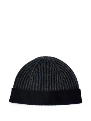 04651 / A TRIP IN A BAG Foggy Ribbed-knit Beanie Hat - Blue