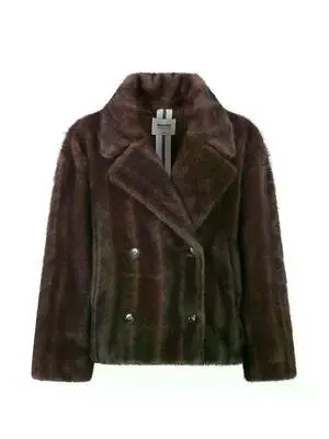 SWORD 6644 Faux-fur Double-breasted Jacket - Brown