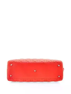 Dior Lady Bag Cannage Quilt Lambskin Large Tote Bag - Orange