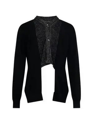 Comme Des Garçons Layered Metallic-effect Cardigan - Black