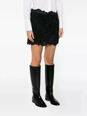 Ermanno Scervino Lace-overlay Sequin-embellished Mini Skirt