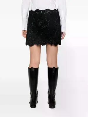Ermanno Scervino Lace-overlay Sequin-embellished Mini Skirt