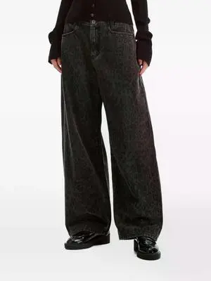 TOUT A COUP Leopard-print Wide-leg Jeans - Grey