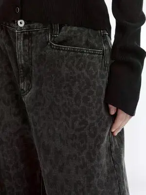 TOUT A COUP Leopard-print Wide-leg Jeans