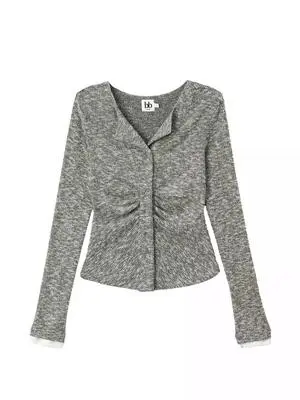 B+AB Ruched Marl-knit Cardigan - Grey