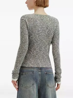 B+AB Ruched Marl-knit Cardigan