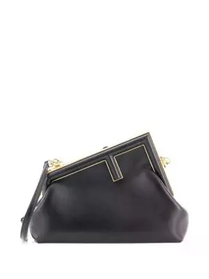 Fendi First Bag Leather Small Clutch Bag - Black