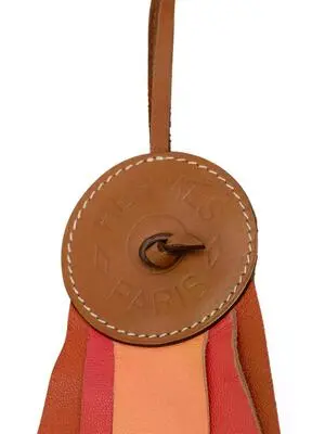Hermès 2000-2026 Hunter Cowhide And Milo Lambskin Paddock Flot Ribbon Bag Charm Key Chain - Brown
