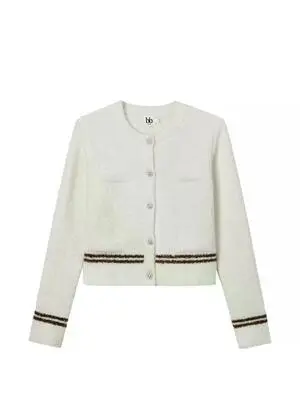B+AB Stripe-trim Button-up Cardigan - Neutrals