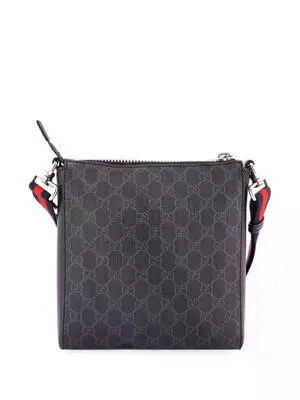 Gucci Web Strap Front Zip Messenger Bag Gg Coated Canvas Small Crossbody Bag