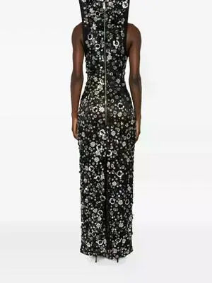 MITILIANE COUTURE Floral-embroidered Sequin-embellished Dress