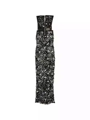MITILIANE COUTURE Floral-embroidered Sequin-embellished Dress - Black