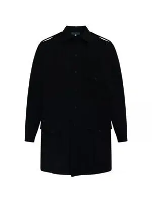 Yohji Yamamoto Pinstripe-pattern Epaulette Coat - Black