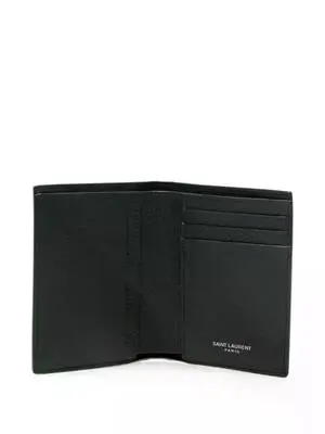 Saint Laurent Tiny Cassandre Credit Card Wallet In Grained Leather