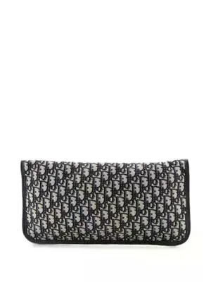 Dior Fold Over Oblique Canvas Clutch Bag