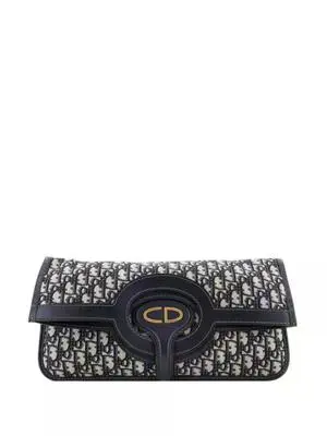 Dior Fold Over Oblique Canvas Clutch Bag