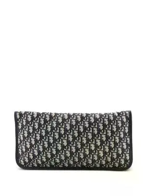 Dior Fold Over Oblique Canvas Clutch Bag