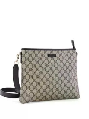 Gucci Zip Top Messenger Bag Gg Coated Canvas Medium Crossbody Bag - Brown