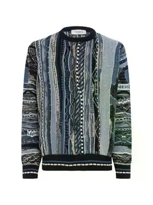 LANEUS Jacquard-knit Boxy Sweater - Blue
