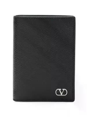 Valentino Garavani Vlogo Signature Grained-leather Card Holder - Black