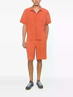 Issey Miyake Pleated Short-sleeve Shirt - Orange
