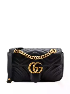 Gucci Gg Marmont Flap Bag Matelasse Leather Small Crossbody Bag - Black