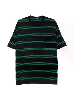 Comme Des Garçons Striped-print Chest-pocket T-shirt - Black