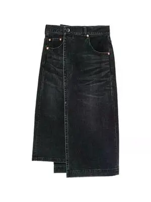 Sacai Asymmetric-hem Denim Midi Skirt - Blue