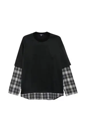 Comme Des Garçons Double-layer Check-print T-shirt - Black
