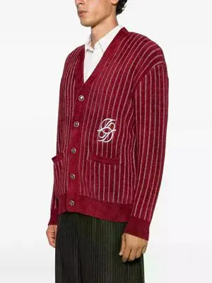 Drole De Monsieur Mirror Monogram Pinstripe Cardigan