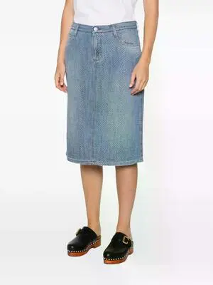 Ermanno Scervino Herringbone-pattern Midi Denim Skirt