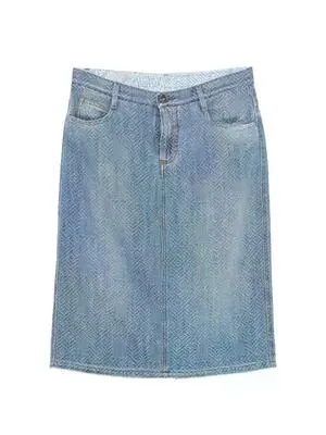 Ermanno Scervino Herringbone-pattern Midi Denim Skirt
