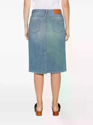 Ermanno Scervino Herringbone-pattern Midi Denim Skirt