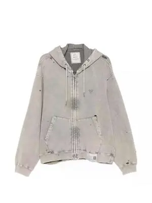 Mihara Yasuhiro Distressed-effect Zip-up Hoodie - Grey
