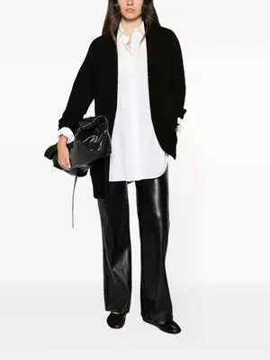 VELA SHOP Open-front Patch-pocket Cardigan - Black