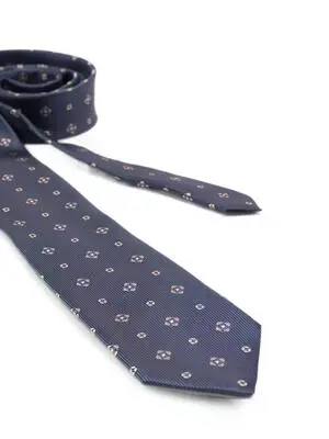 Saint Laurent Tie In Silk Jacquard - Blue