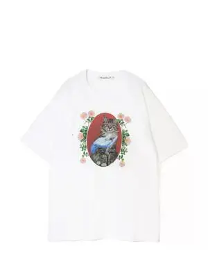 Undercover Cat-print Cotton T-shirt - White