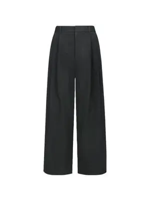 AMOMENTO Two-tuck Wide-leg Trousers - Black