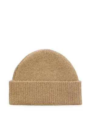 AMI Paris Beige Alpaca Beanie With De Coeur
