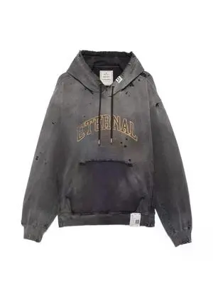 Mihara Yasuhiro Distressed-effect Logo-print Hoodie - Grey