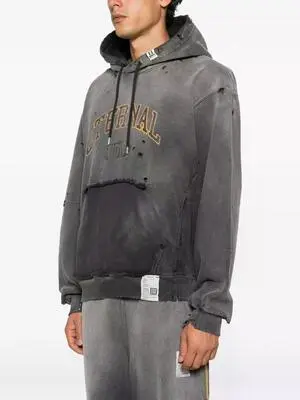 Mihara Yasuhiro Distressed-effect Logo-print Hoodie