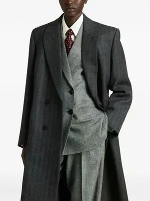 Givenchy Long Tailored Coat In Herringbone Wool