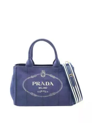 Prada 2010-2026 Small Canvas Canapa Logo Tote Satchel