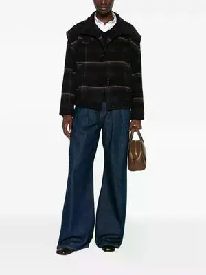 SESSUN Check-pattern Button-up Jacket